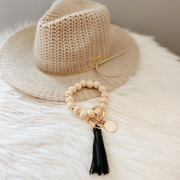 Boho Wooden Keychain - Etsy