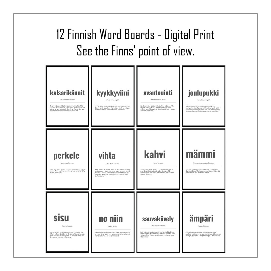Set Of 12 Finnish Word Boards Finnish Print Finnish Gift Etsy set-of-12-finnish-word-boards-finnish-print-finnish-gift-etsy