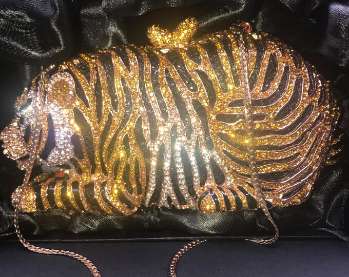 Women Cute Tiger Shaped Evening Clutch Sparkling Rhinestone Handbag - Etsy