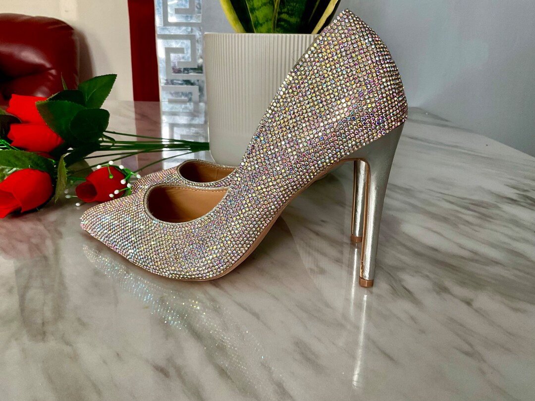 Elegant Rhinestone Silver Pump Shoes - Etsy