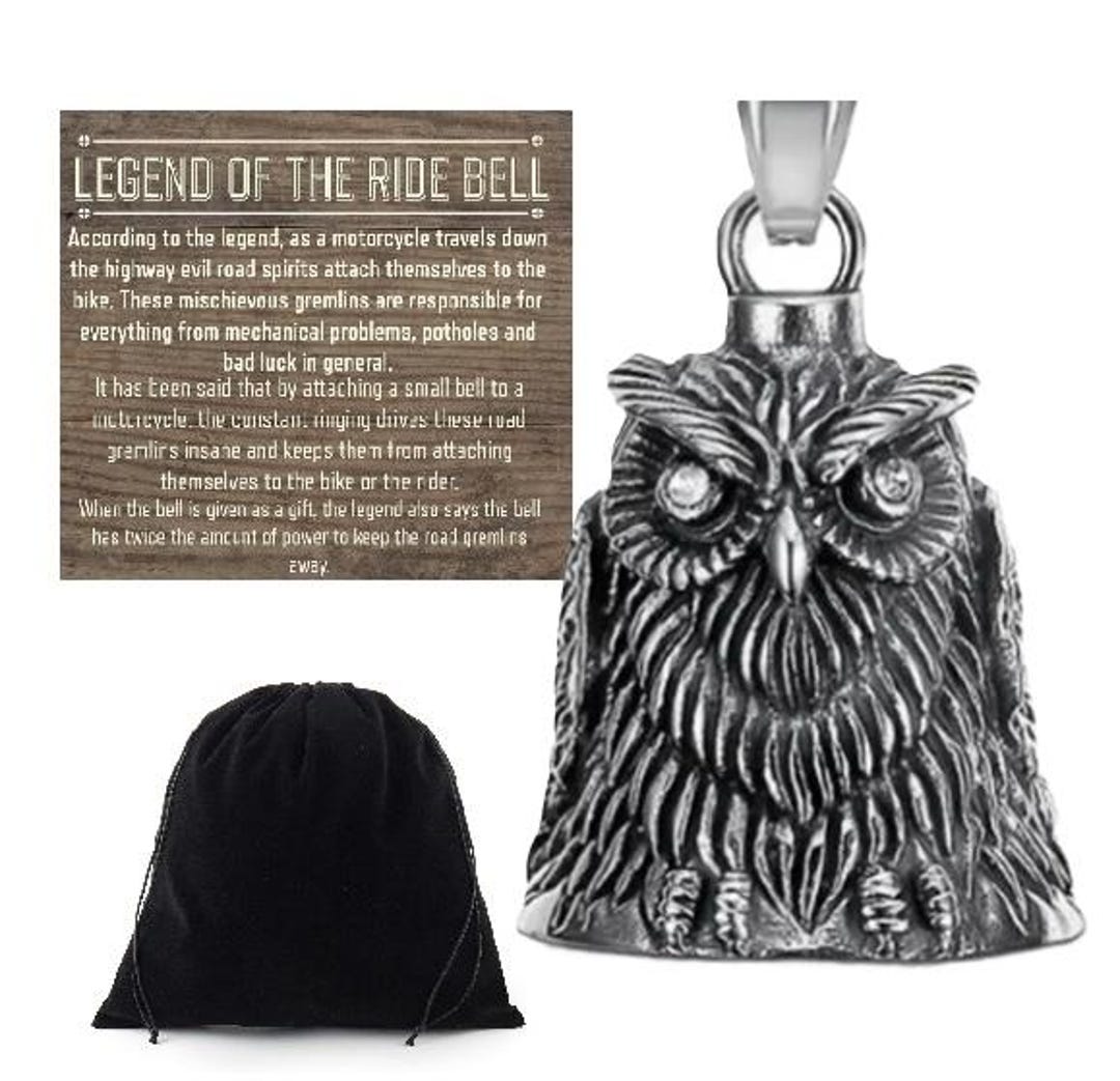 Wise Guardian Owl Diamond Eyes RIDE BIKER BELL Fits All Motorcycles ...