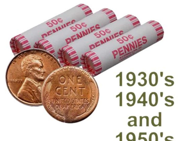 30s 40s 50s LINCOLN WHEAT PENNIES One Full Roll No-steel All Copper ...