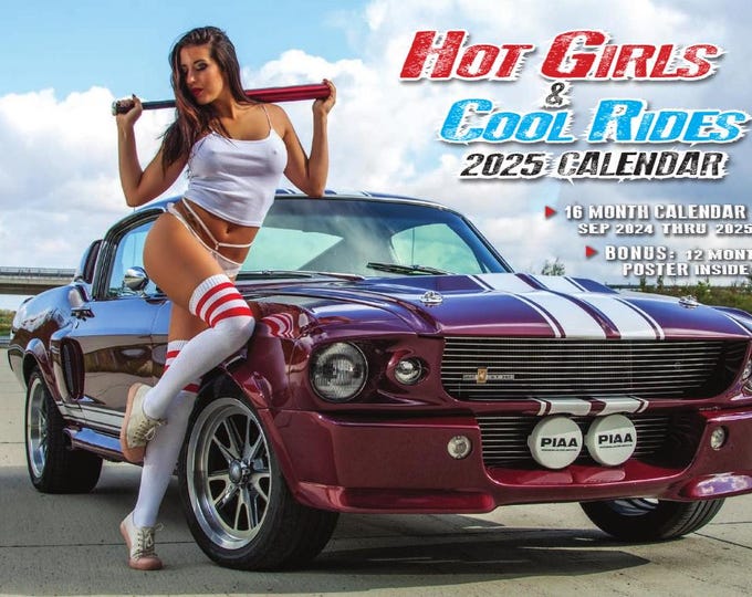 2025 HOT GIRLS & Cool Rides Wall CALENDAR Hot Rods Pin up Girls Sexy Fast Cars Gift for Him ...