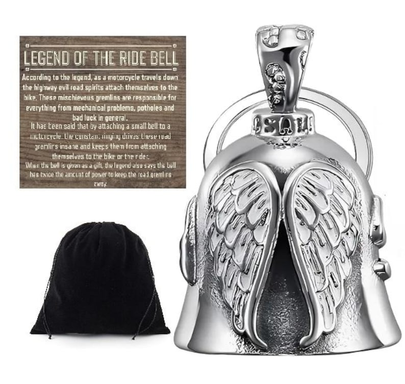 Guardian Angel Wings White RIDE BIKER BELL Fits All Motorcycles Harley ...