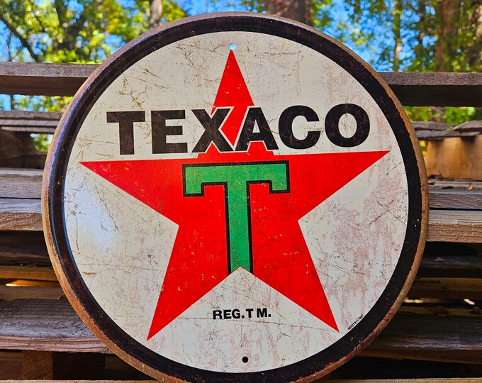 TEXACO Star TIN SIGN Oil Advertising Gas Biker Vintage Office Garage ...