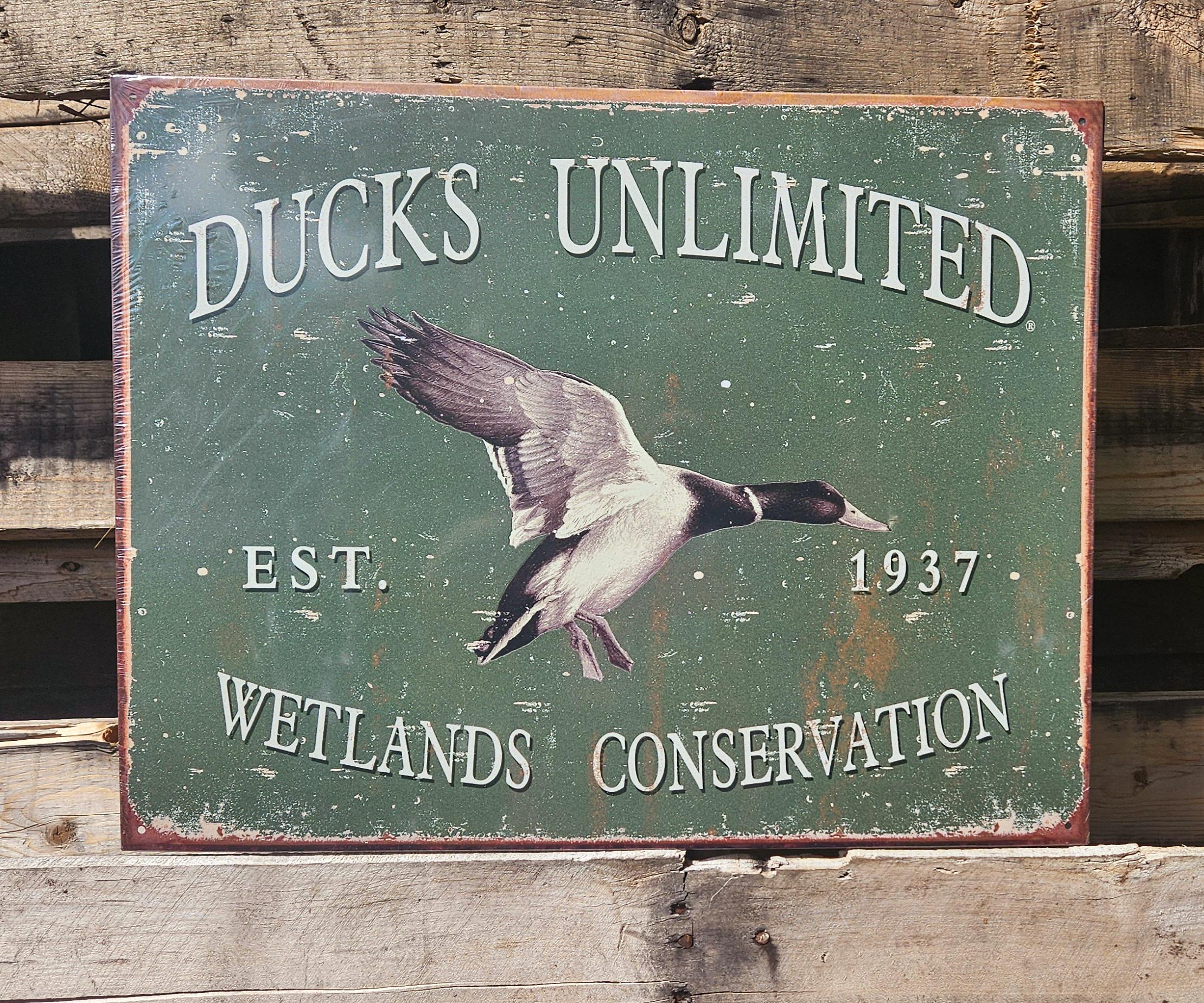 Ducks Unlimited Wetlands Conservation TIN SIGN Hunting Waterfowl Made ...