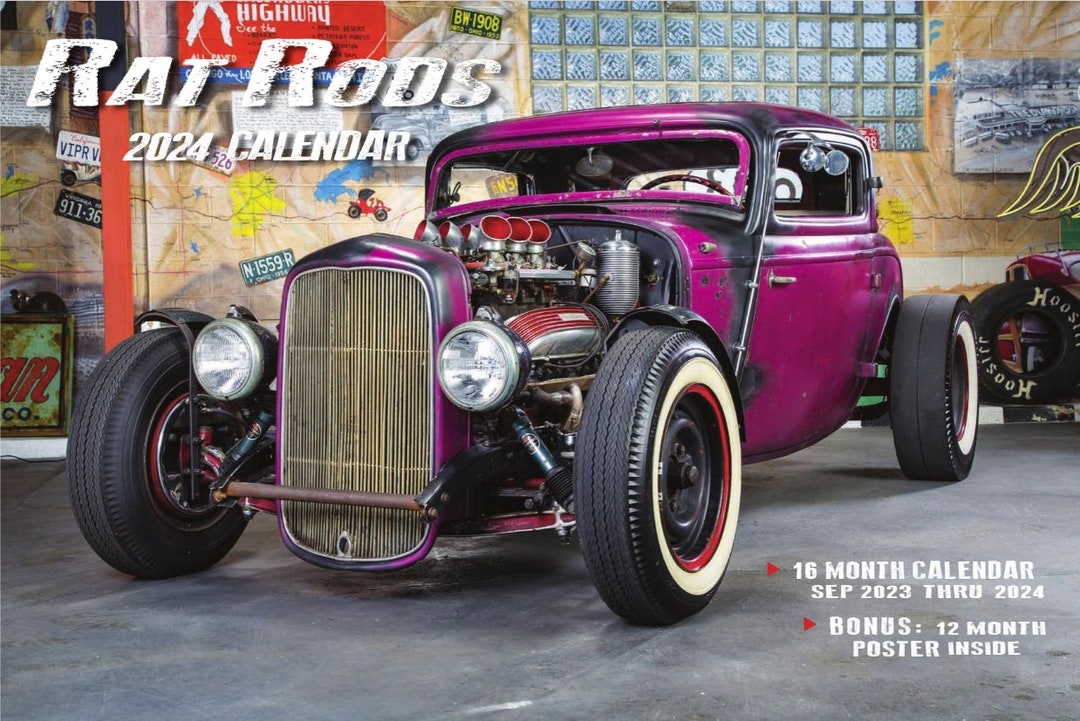 2024 RAT RODS Wall CALENDAR White Elephant Gift Car Vintage Hot Rod ...