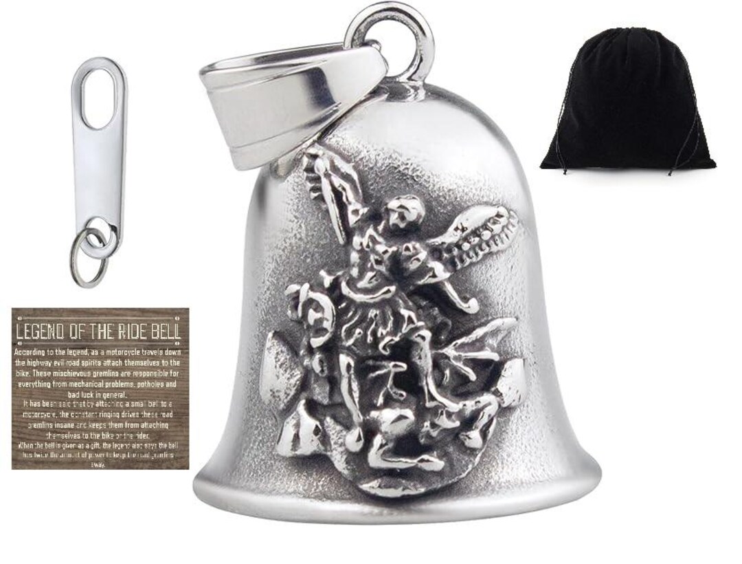 THE RIDE BELL St Michael Guardian Angel W/ Free Hanger Biker Good Luck ...