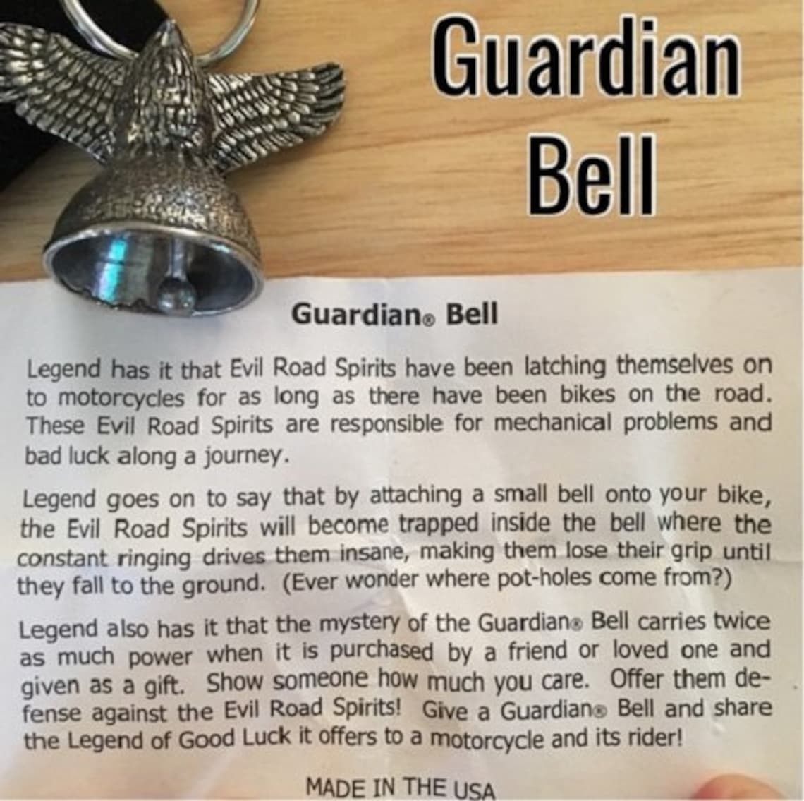 CELTIC BRAID Guardian® Bell Motorcycle FITS Harley Luck Gremlin Ride ...