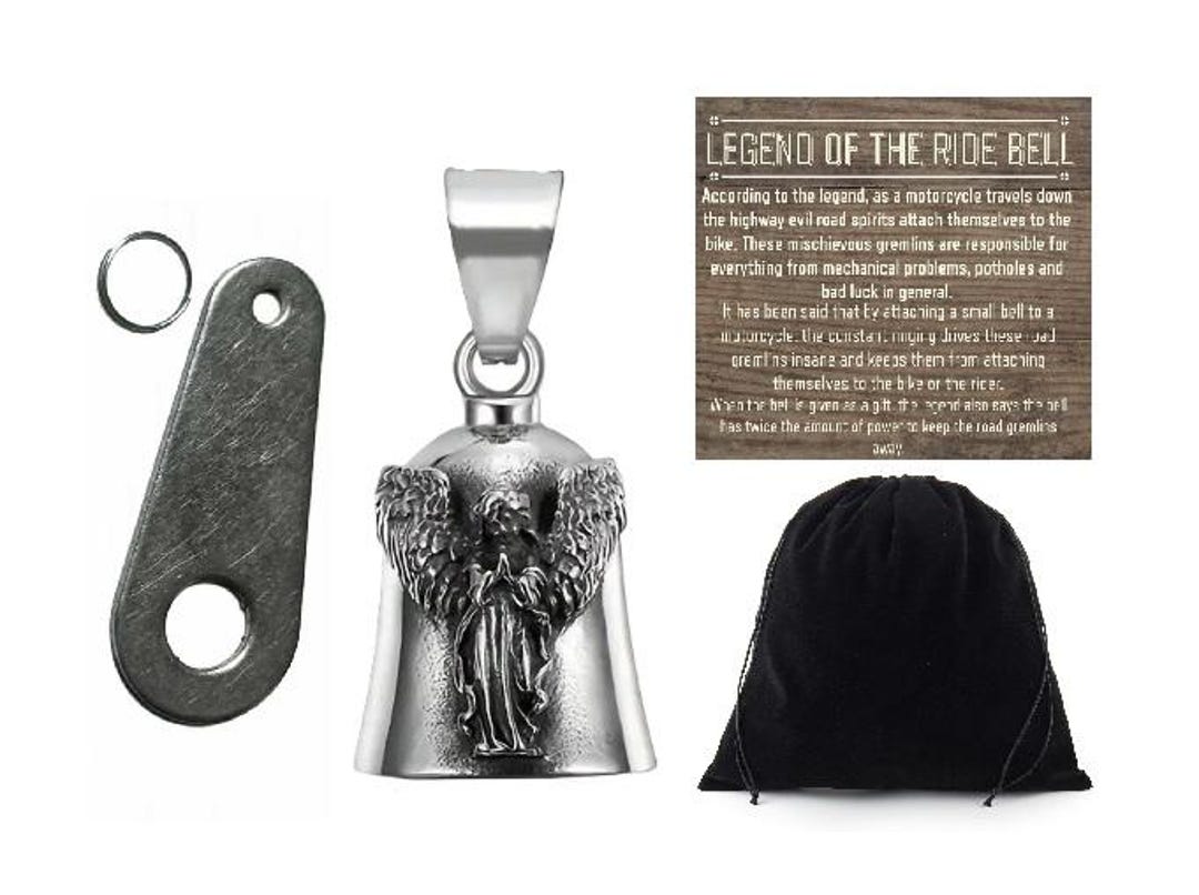GUARDIAN ANGEL the Ride Bell W/ Hanger Biker Good Luck Motorcycle Charm ...