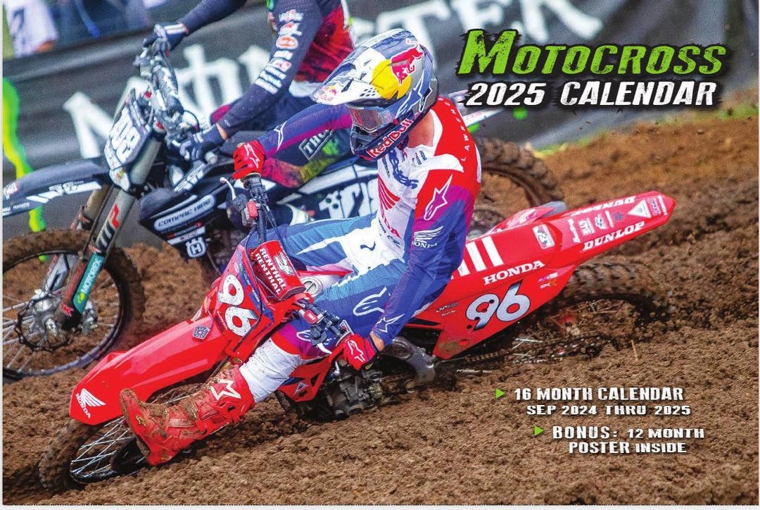2025 MOTOCROSS RACING CALENDAR Mx Dirt Bike Monster Energy Rockstar Red ...
