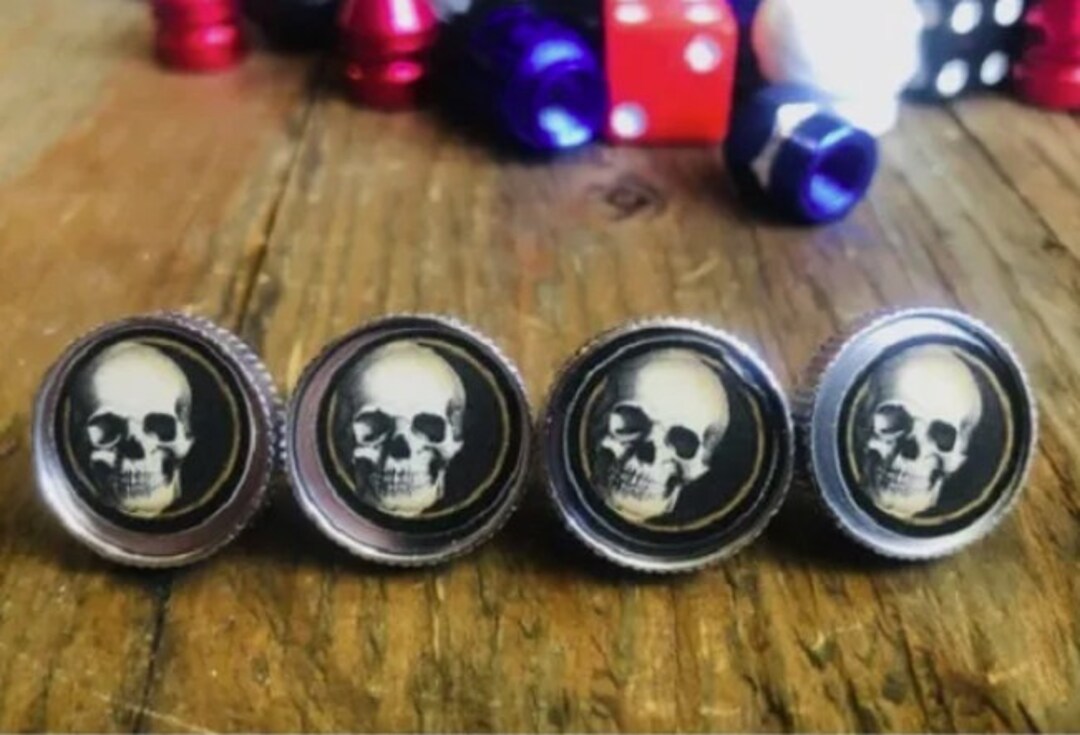 SKULL 4pc KUSTOM Kapz Custom Tire Valve Caps Car Motorcycle Bicycle BMX ...