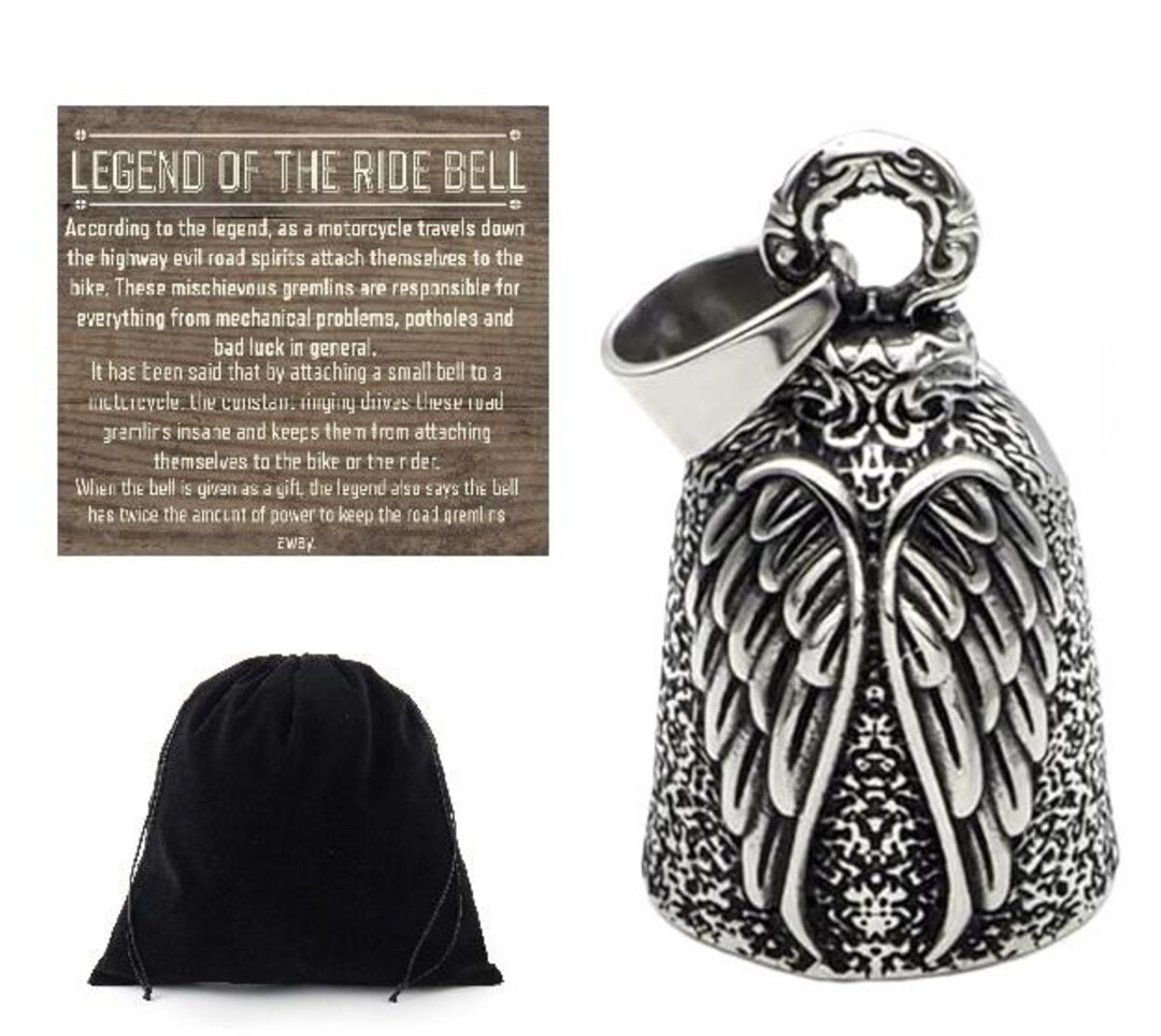 Silver Guardian Angel Wings RIDE BIKER BELL Fits All Motorcycles Harley ...