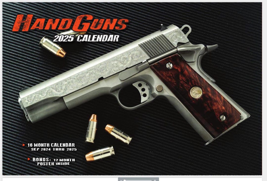 2025 HANDGUNS WALL CALENDAR Revolver Semi Auto 9mm Tactical Police ...
