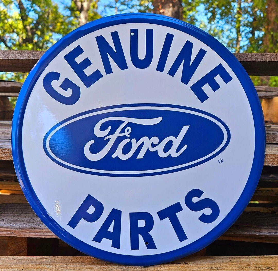 FORD GENUINE PARTS Round Metal Tin Sign Home Office Garage Wall Décor ...