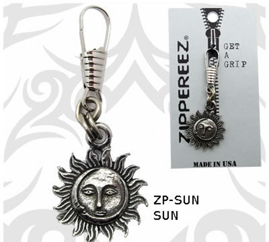 SUN ZIPPER PULL Biker Leather Jacket Vest Harley Motorcycle Moon ...