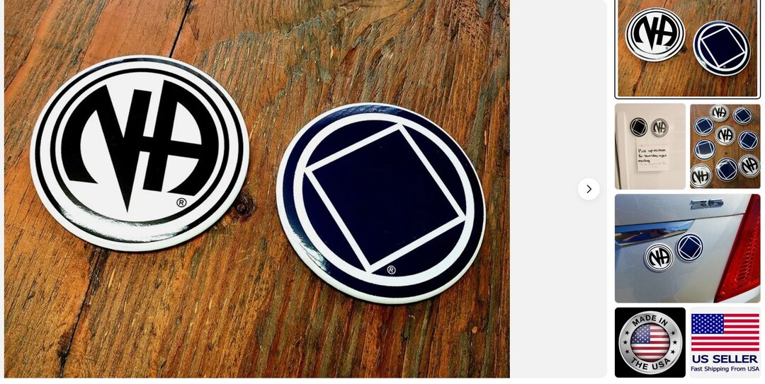 NA Narcotics Anonymous FRIDGE MAGNETS 2pcs Clean Recovery 12 Steps Logo ...