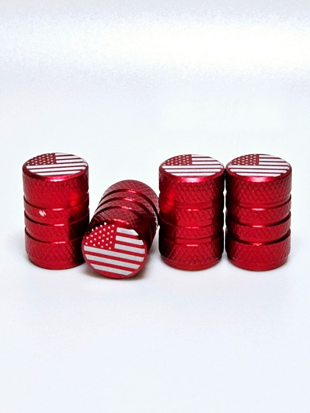 USA Flag Red 4pc KUSTOM Kapz Custom Tire Valve Caps Car Motorcycle ...