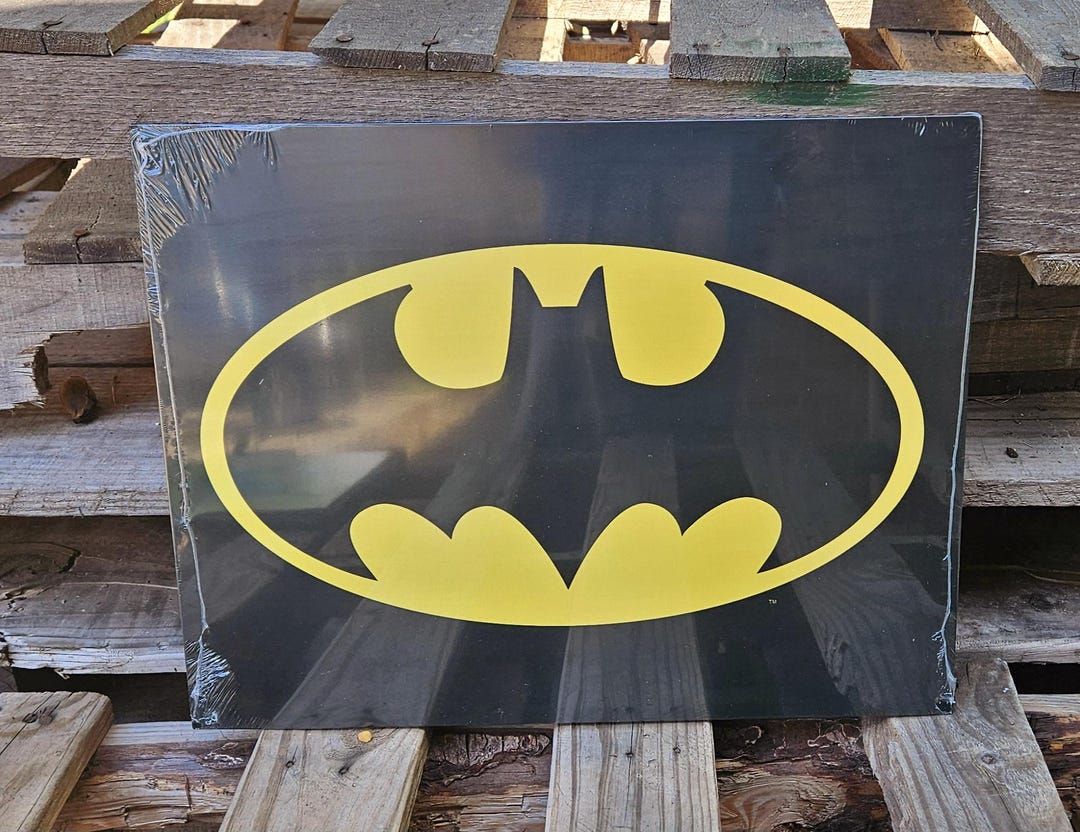 BATMAN LOGO Tin Metal SIGN Dc Comics Superhero Gotham Logo Boys Bedroom ...