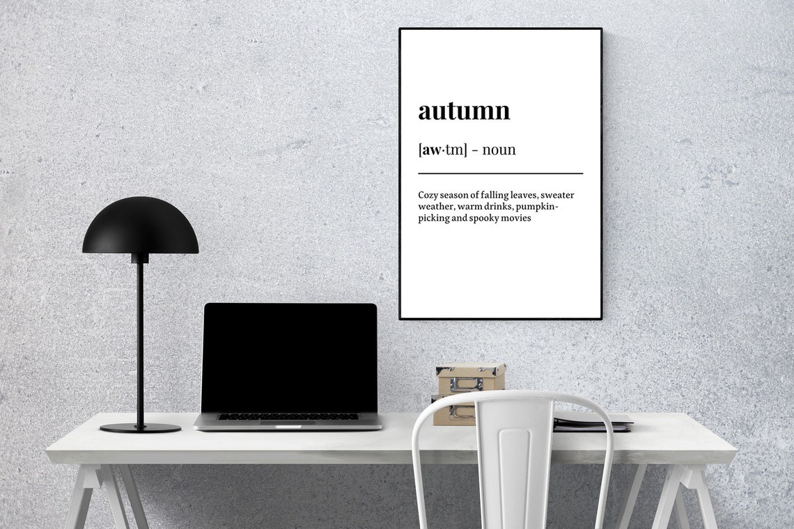 Autumn Definition Season Black and White Cozy Poster Poster - Etsy