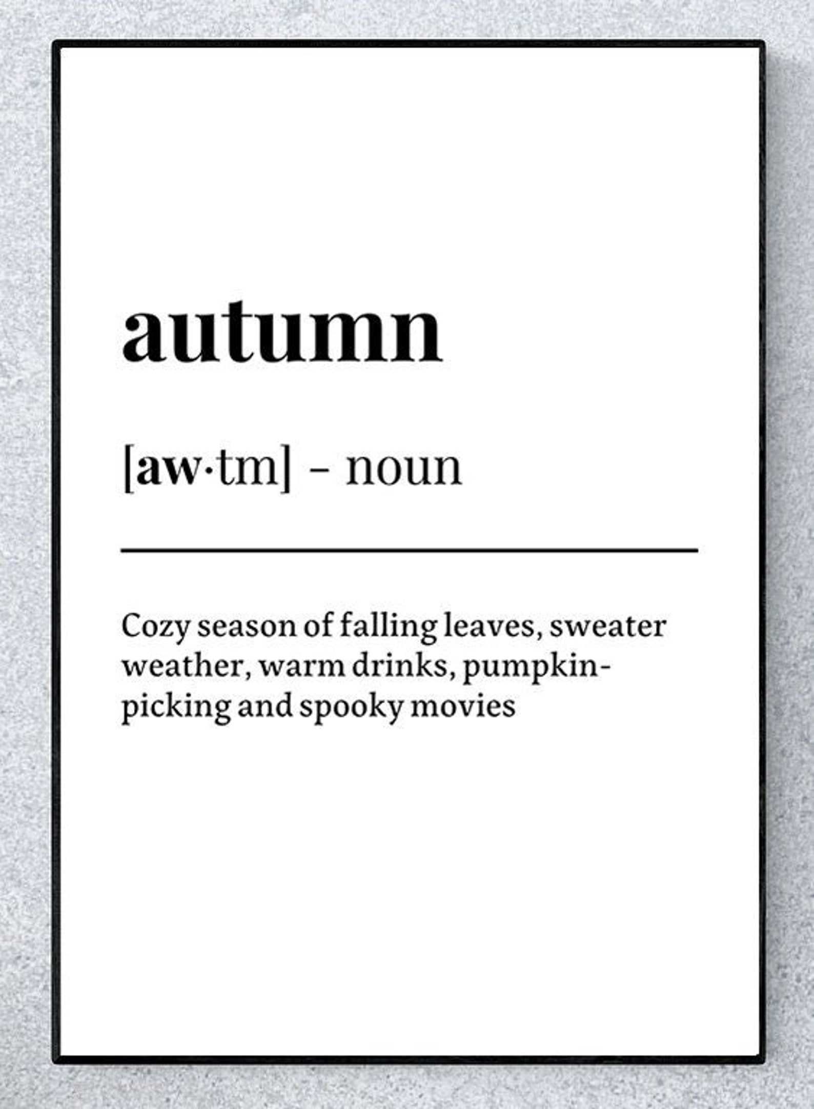 Autumn Definition Season Black and White Cozy Poster Poster - Etsy