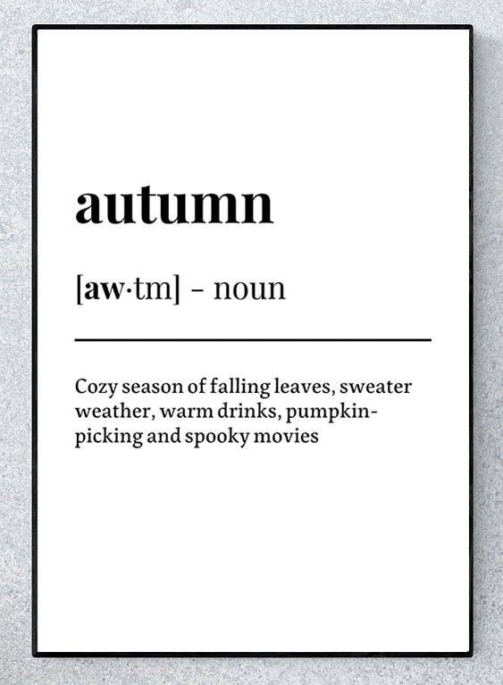 Autumn Definition Season Black and White Cozy Poster Poster - Etsy