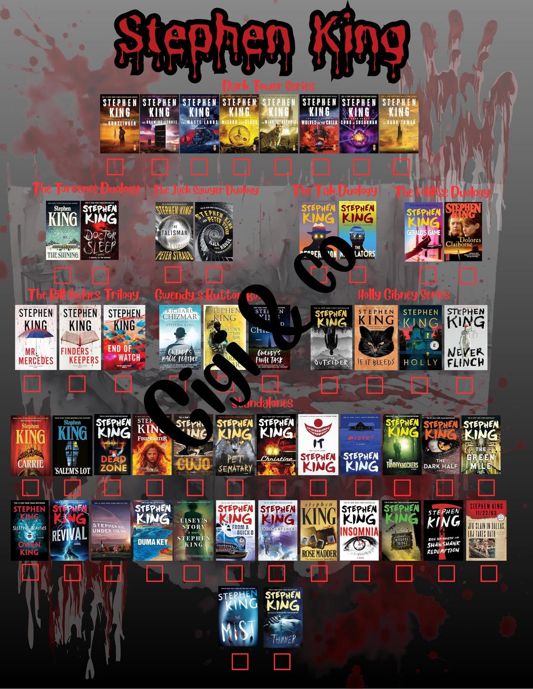 Stephen King Digital and Printable Book Series Checklist - Etsy