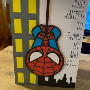 Spiderman Winging in Birthday Card - Etsy