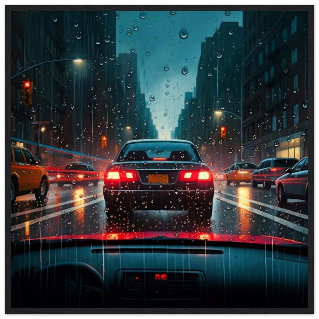 City View Rain Poster - Fine Art Framed Print - Stunning Vivid Colors ...