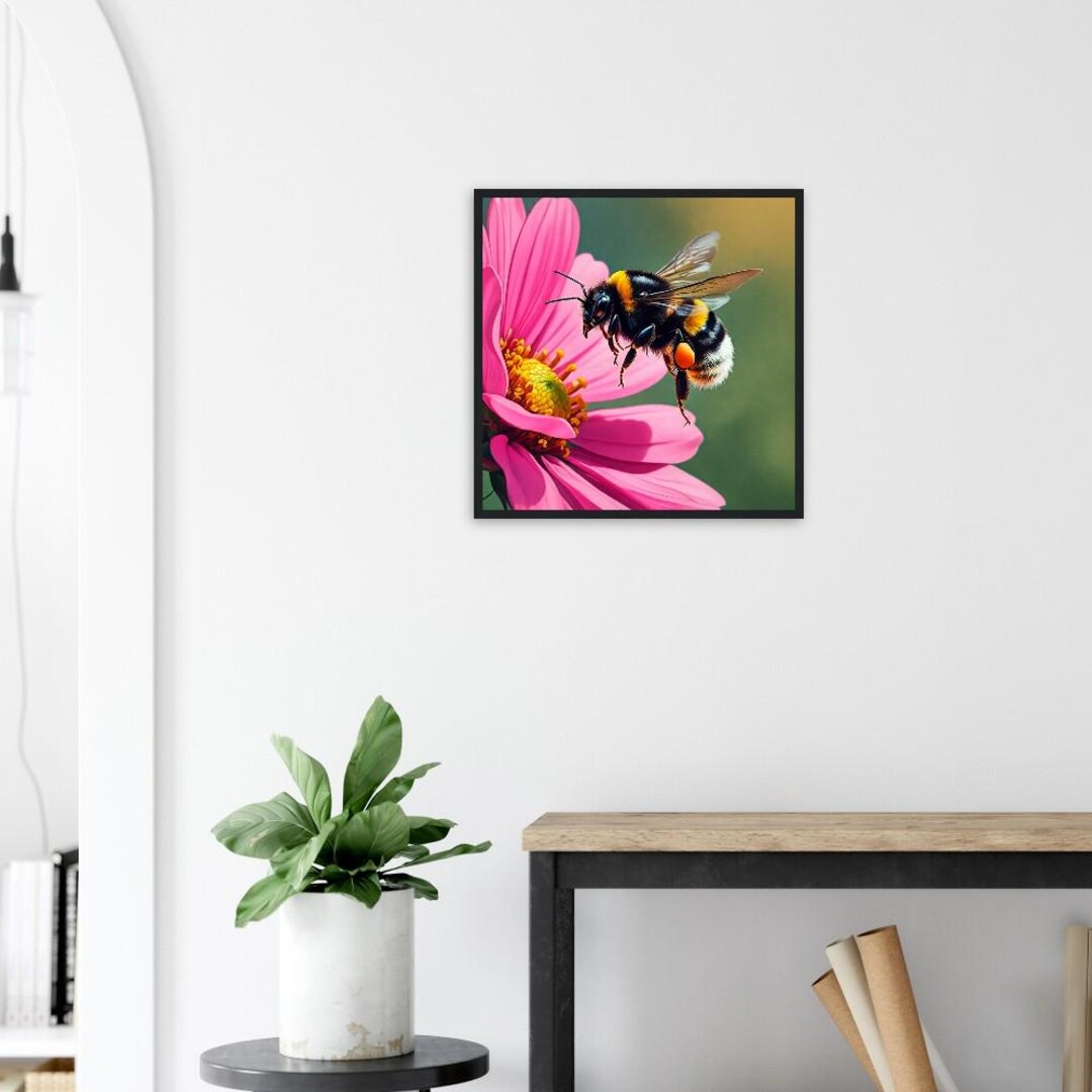Bumblebee and Flower Fine Art With Frame - Eco-friendly, Ready-to-hang ...