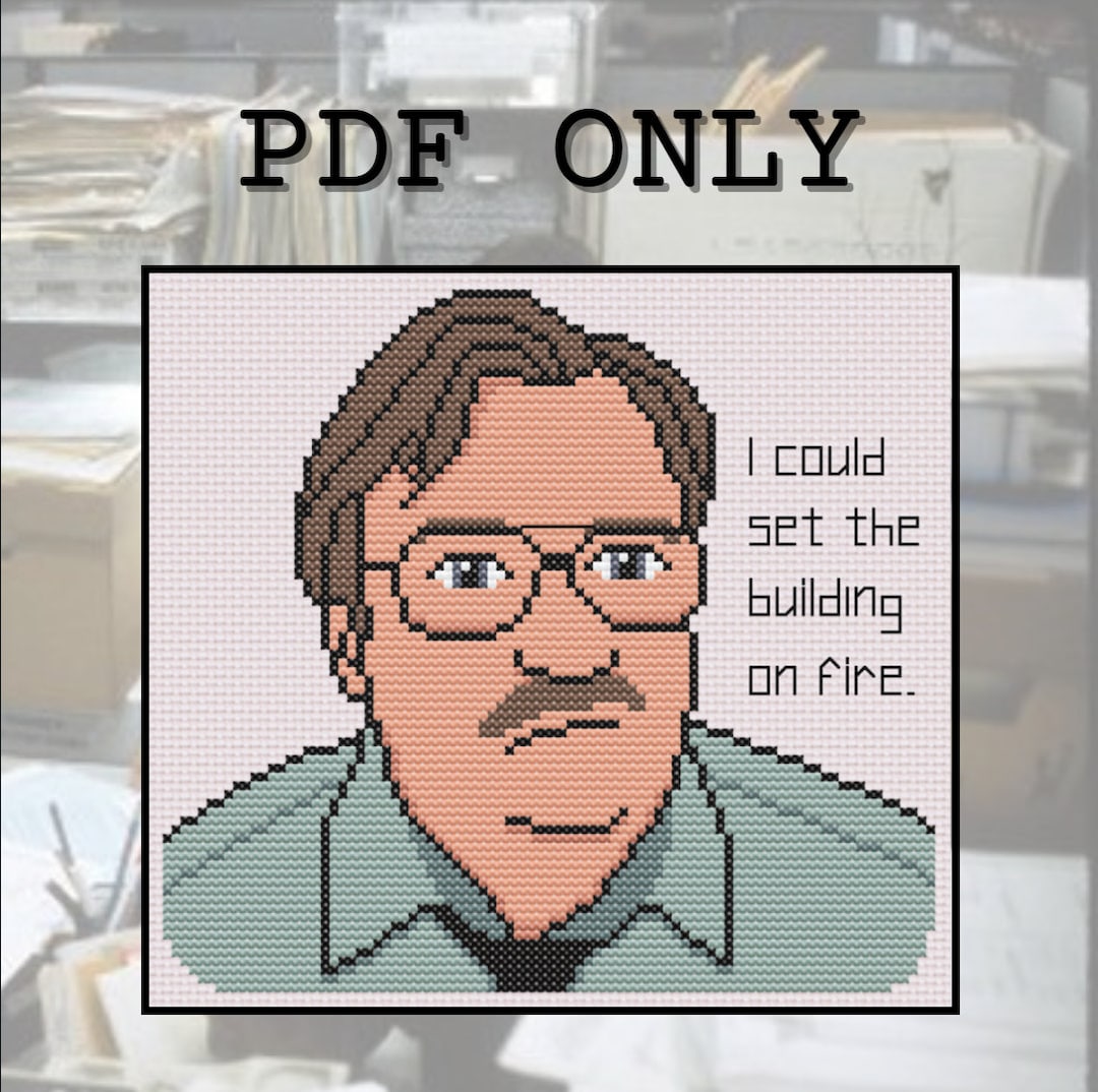 Office Space Milton - I Could Set the Building on Fire - Cross Stitch ...