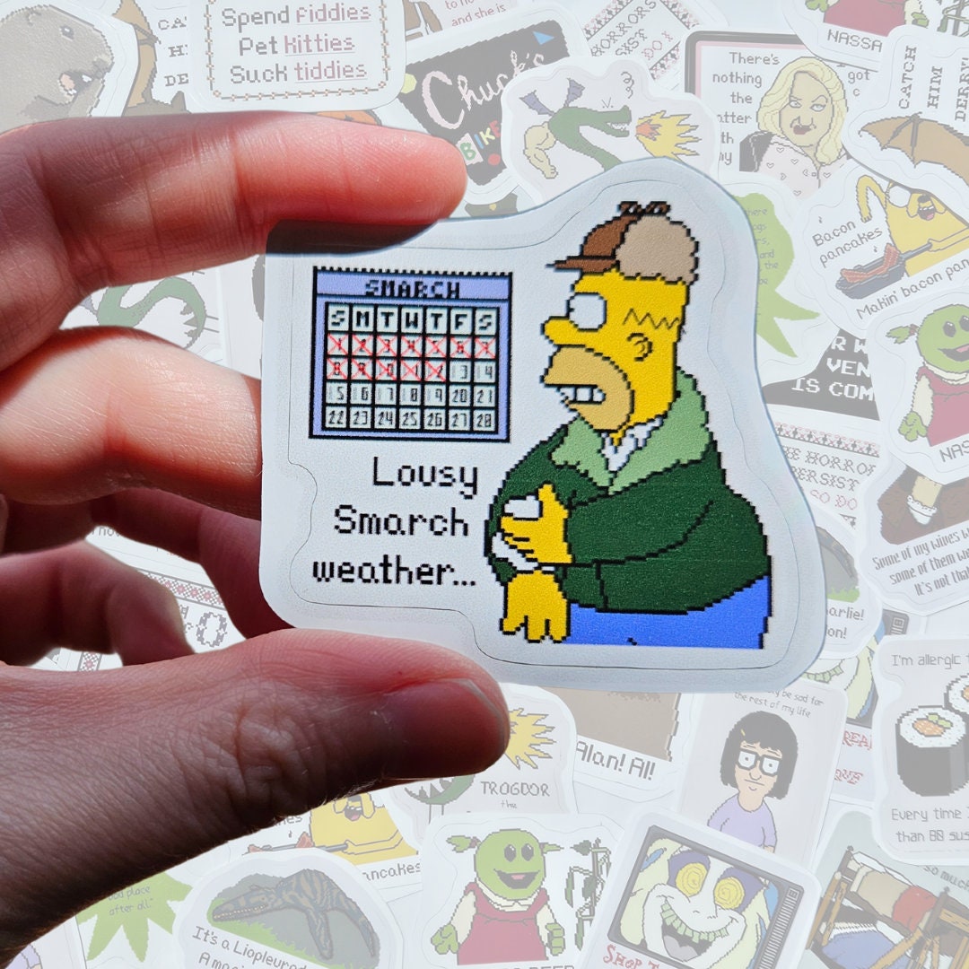 The Simpsons Homer Lousy Smarch Weather Die-cut Vinyl Sticker Cross ...