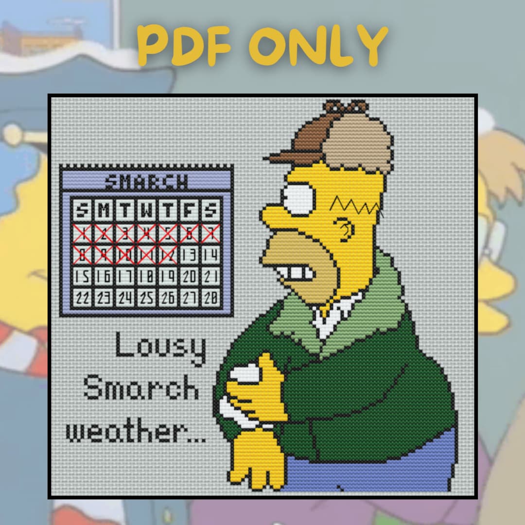 The Simpsons Homer - Lousy Smarch Weather - Cross Stitch Pattern - PDF ...