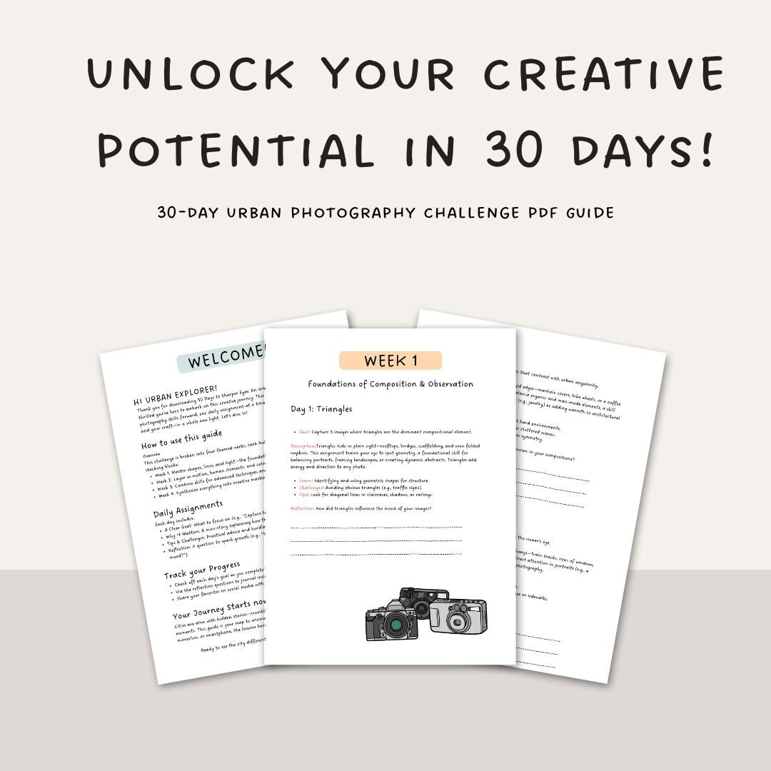 30 Day Urban Photography Challenge Printable Workbook Street ...