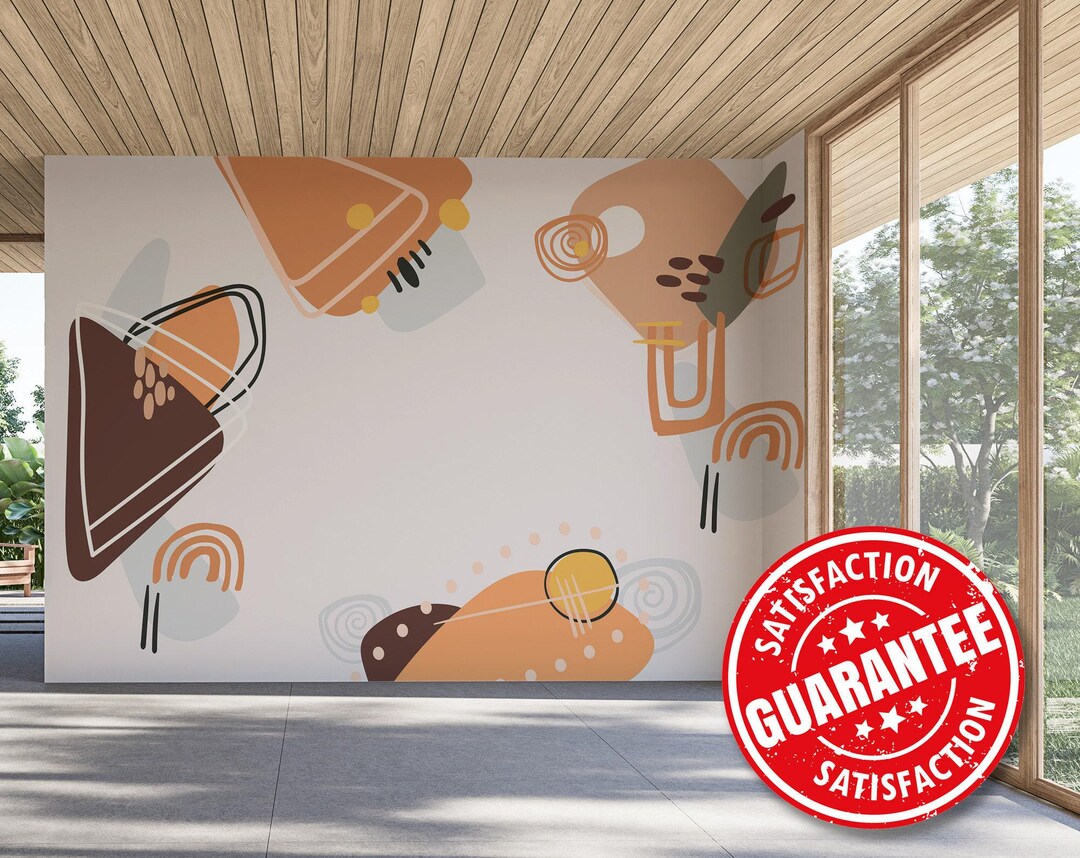 Boho Wandbild Gekritzel-Tapete, abstrakter Boho großer Wand-Wandbild ...