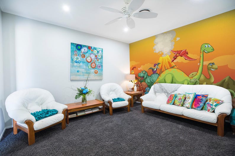 Cartoon Dinosaur Mural Wallpaper, Peel and Stick - Etsy