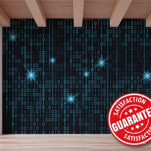 Binary Code Removable Vinyl Mural / Peel and Stick Digital Wallpaper ...