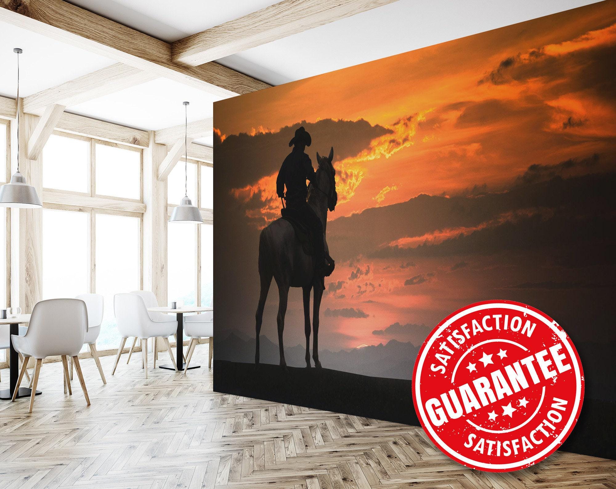 Western Cowboy Mural Wallpaper, Large Wall Mural - Removable Peel ...