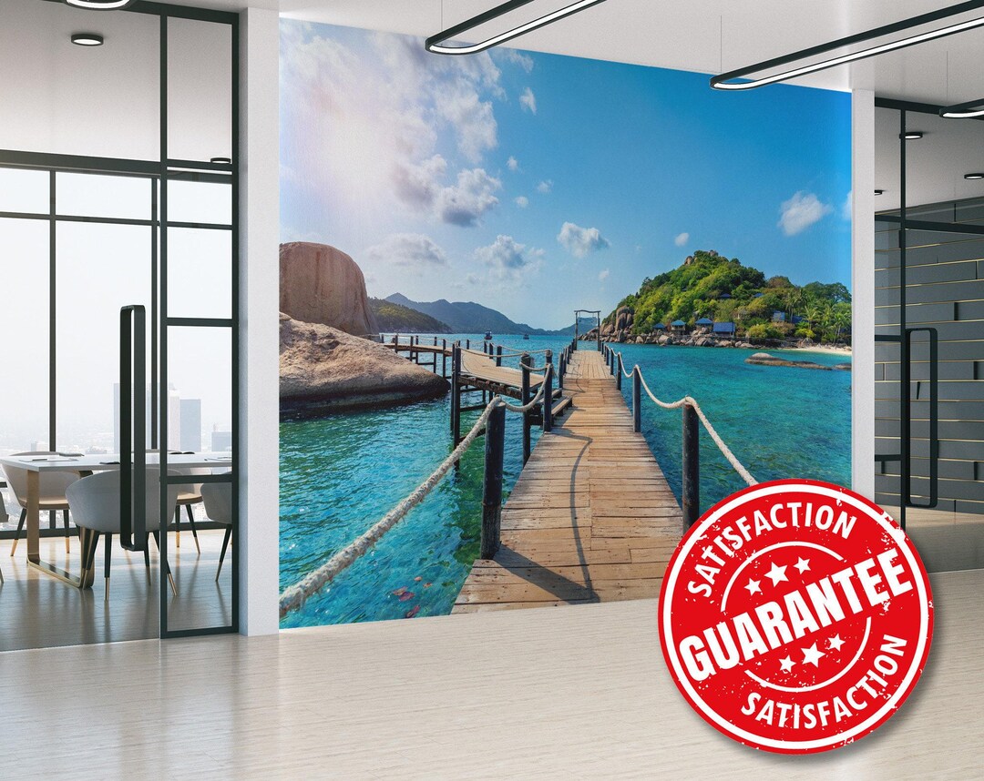 Tropical Island Mural Wallpaper, Paradise Large Wall Mural Print ...