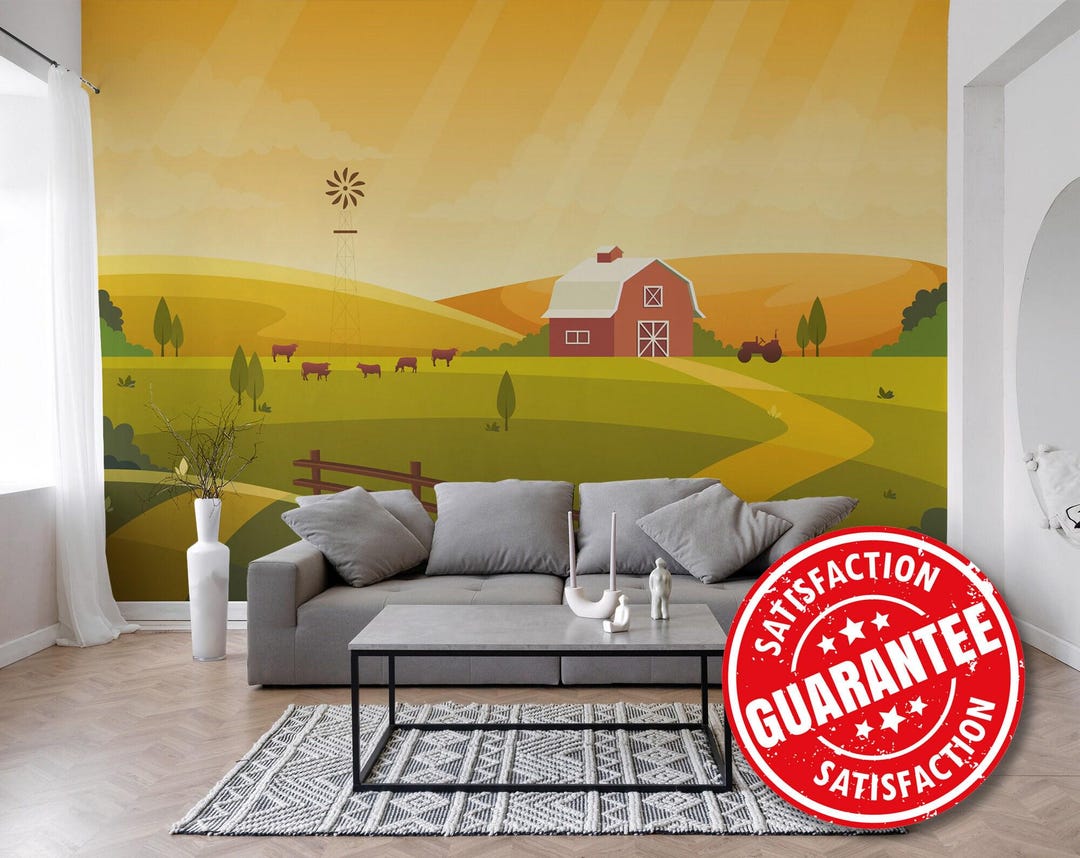 Countryside Farm Mural Wallpaper, Large Wall Mural - Removable Peel ...