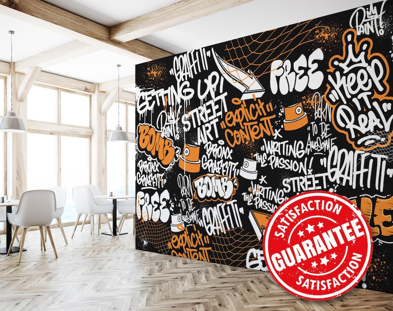 Street Art Graffiti Mural Wallpaper, Urban Design (peel & Stick or Non ...