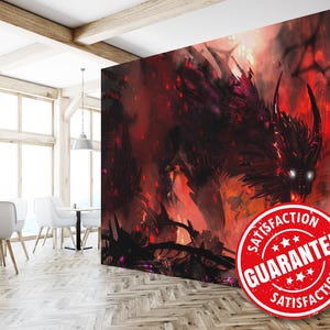 Dragon / Red Mural Wallpaper, Large Wall Mural Removable Peel & Stick ...
