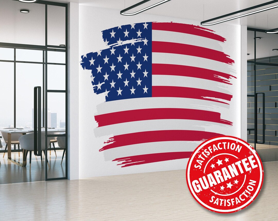 USA Flag Drawing Mural Wallpaper, Large Wall Mural - Removable Peel ...