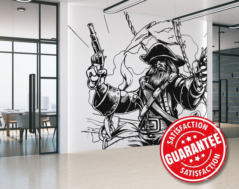 Pirate Silhouette Mural – Removable Vinyl Wallpaper, Peel & Stick - Etsy