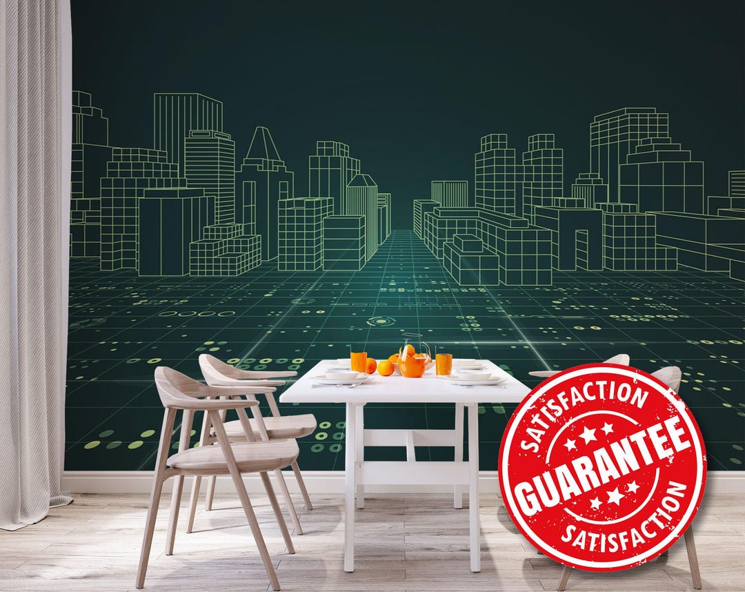 Gaming City Matrix Mural Wallpaper, Large Wall Mural Removable Peel ...