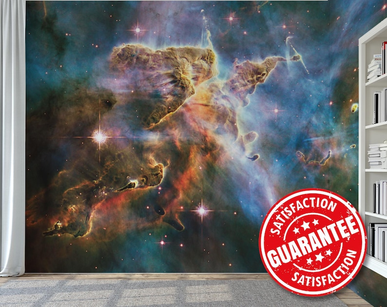 Mystic Nebula Removable Vinyl Mural / Peel and Stick Space Wallpaper ...