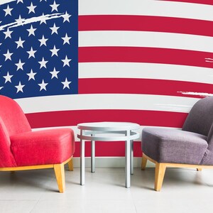 American Flag Mural Wallpaper, Patriotic USA Drawing, Peel and Stick - Etsy