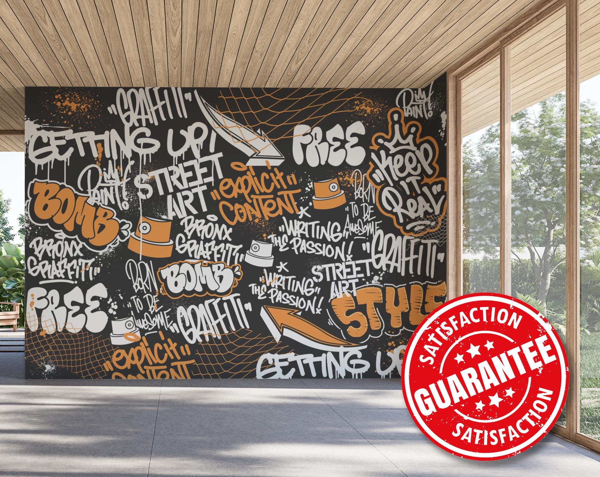 Street Art Graffiti Mural Wallpaper, Urban Spray Paint Large Wall Mural ...