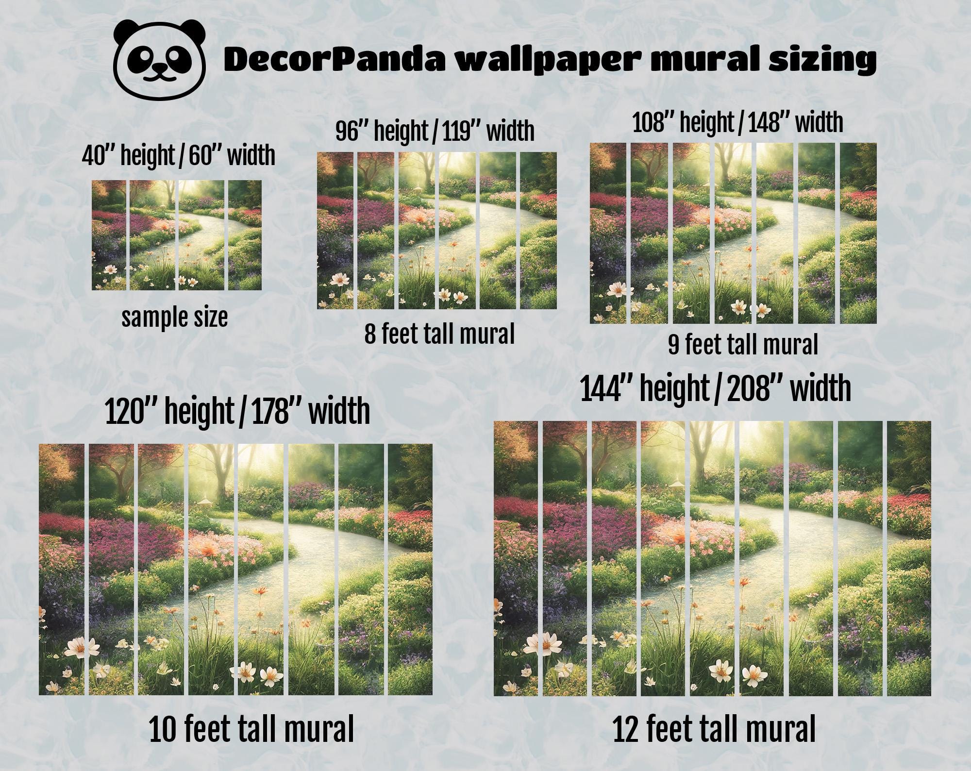 Dreamy Meadow Removable Vinyl Mural / Peel and Stick River in Flowers ...