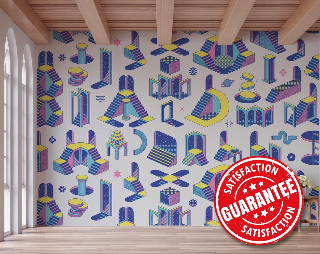 Psychedelic Stairs Removable Mural / Peel and Stick Crazy Stairs ...